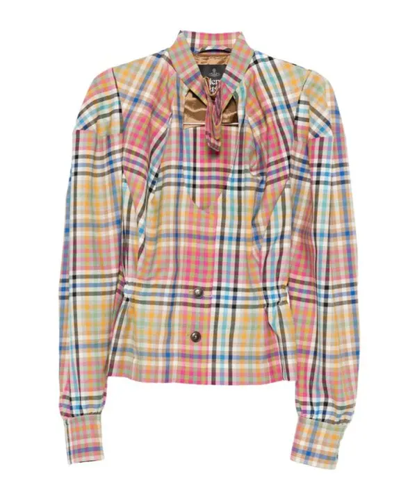 VIVIENNE WESTWOOD Plaid Cropped Top With Front Cutouts - Nude