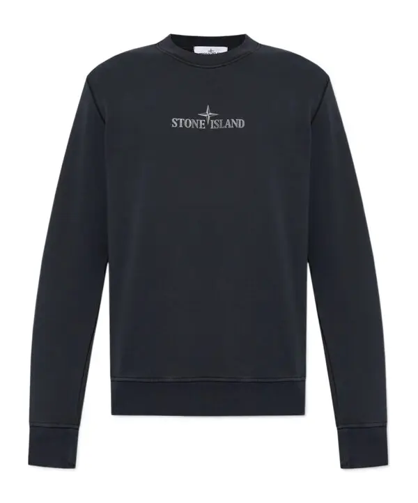 Stone Island Logo Printed Crewneck Sweatshirt