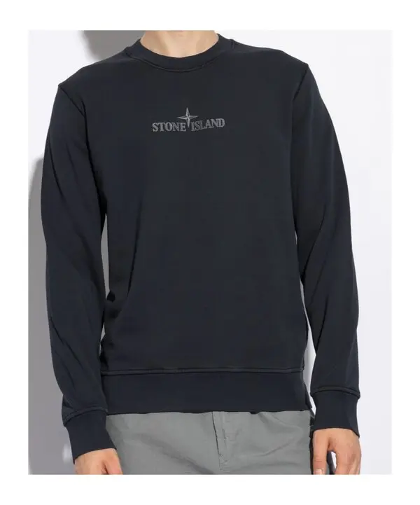 Stone Island Logo Printed Crewneck Sweatshirt