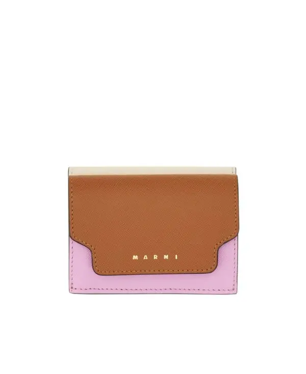 Marni Logo Printed Tri-fold Wallet - Brown