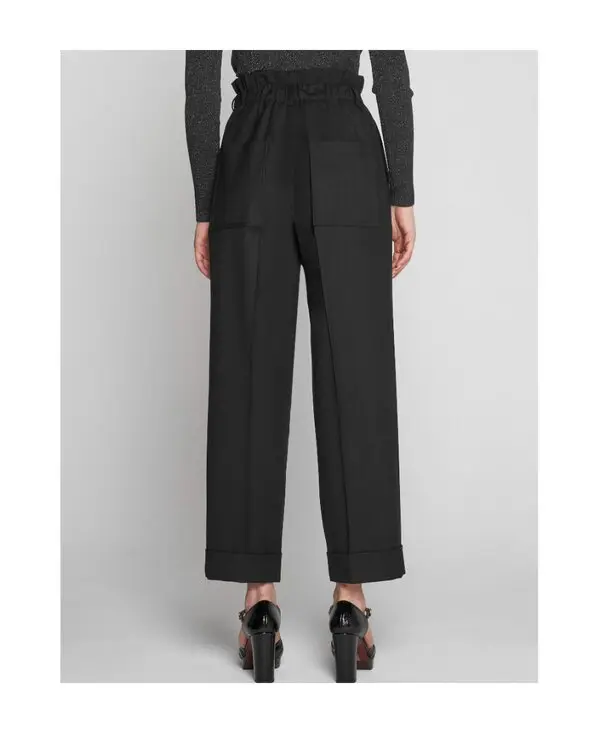 P.a.r.o.s.h Paperbag Waist Straight Leg Trousers