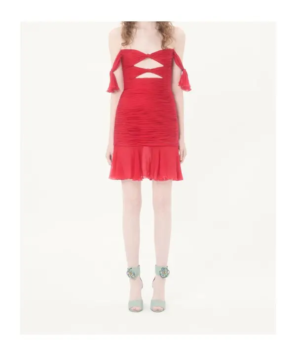 Valentino Garavani Off-the-shoulder Chiffon Dress With Cutout