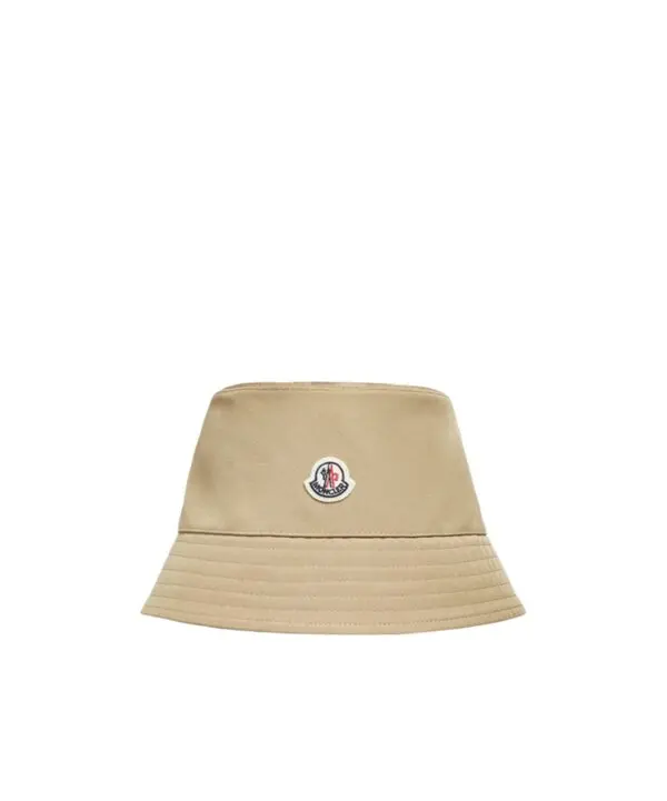 Moncler Logo Patch Bucket Hat - Light Brown