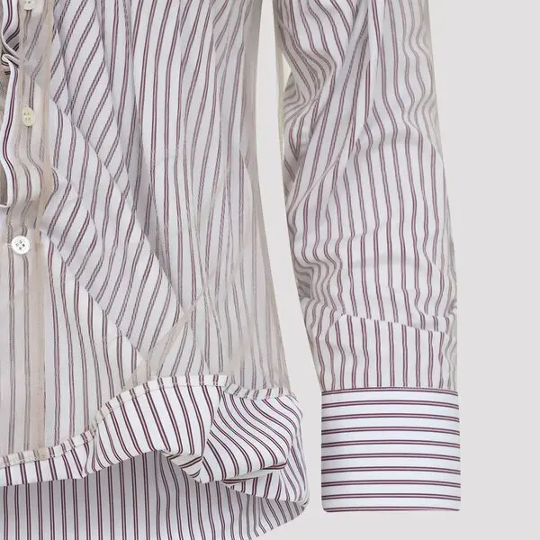 MAISON MARGIELA Striped Ruffled Shirt - Pink