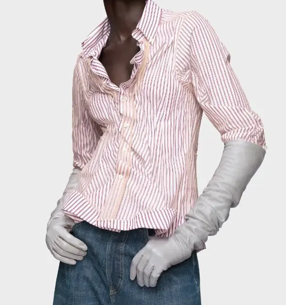 MAISON MARGIELA Striped Ruffled Shirt - Pink
