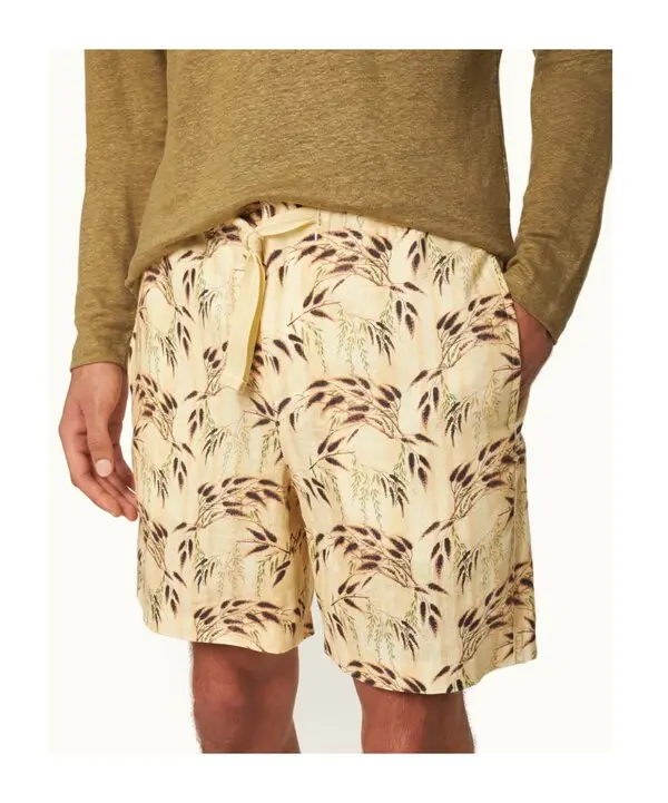 Orlebar Brown Muro Printed Linen Swim Shorts - Latte