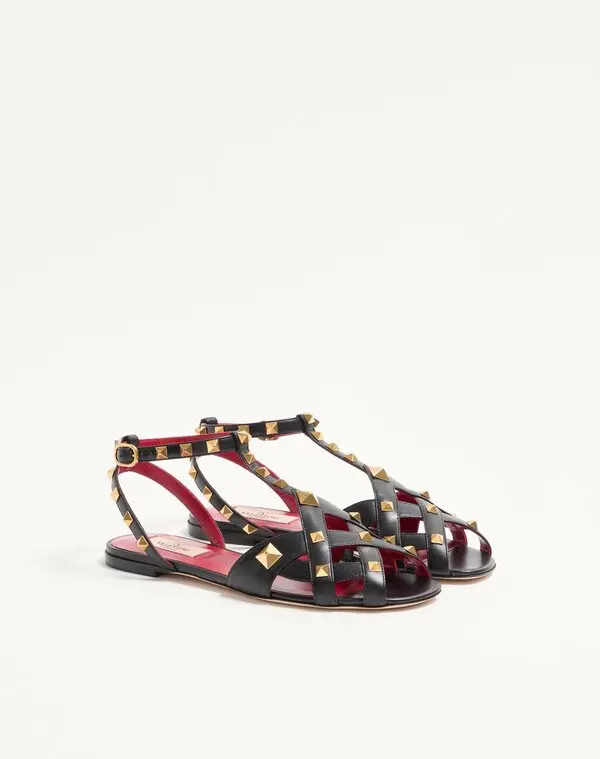 Valentino Garavani Studded Buckled Ankle Strap Sandals - Black