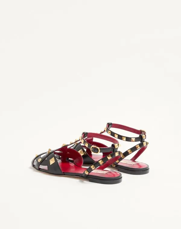 Valentino Garavani Studded Buckled Ankle Strap Sandals - Black