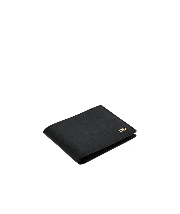 FERRAGAMO Gancini Bi-fold Leather Wallet - Black