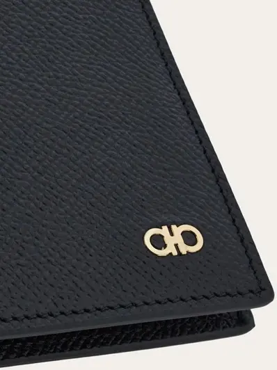 FERRAGAMO Gancini Bi-fold Leather Wallet - Black