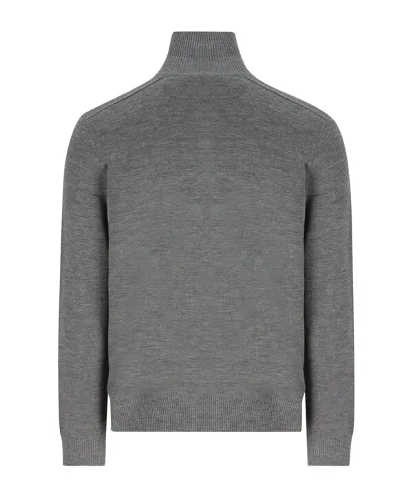 Burberry Check Trim Half-zip Jumper - Grey