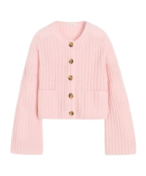 BY MALENE BIRGER Cierrou Ribbed Knit Cardigan - Pink