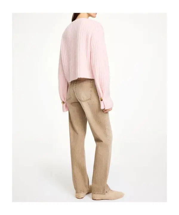 BY MALENE BIRGER Cierrou Ribbed Knit Cardigan - Pink