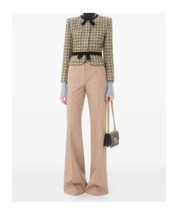 Valentino Garavani Bow Detailed Crewneck Tweed Jacket