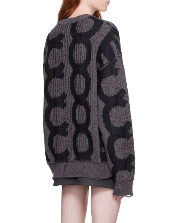 Marc Jacobs Distressed Logo Embroidered Crewneck Jumper
