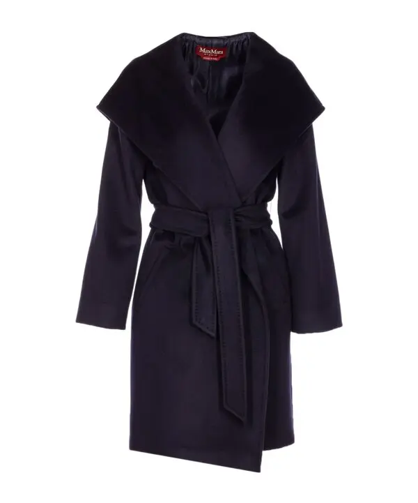 Max Mara Belted Coat With Lapel Collar - Blue