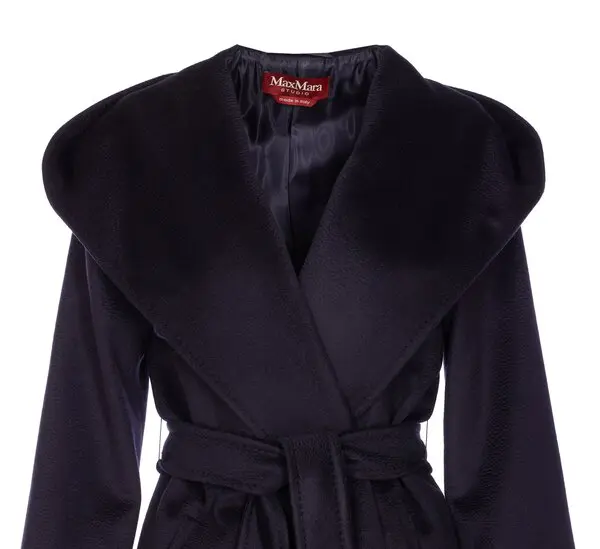 Max Mara Belted Coat With Lapel Collar - Blue
