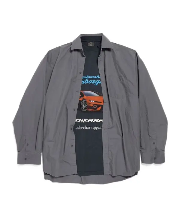 Balenciaga Gucci Layered Long-sleeve Shirt - Dark Grey