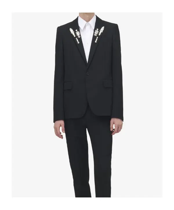 Alexander McQueen Embellished Mirror Embroidered Single-breasted Jacket