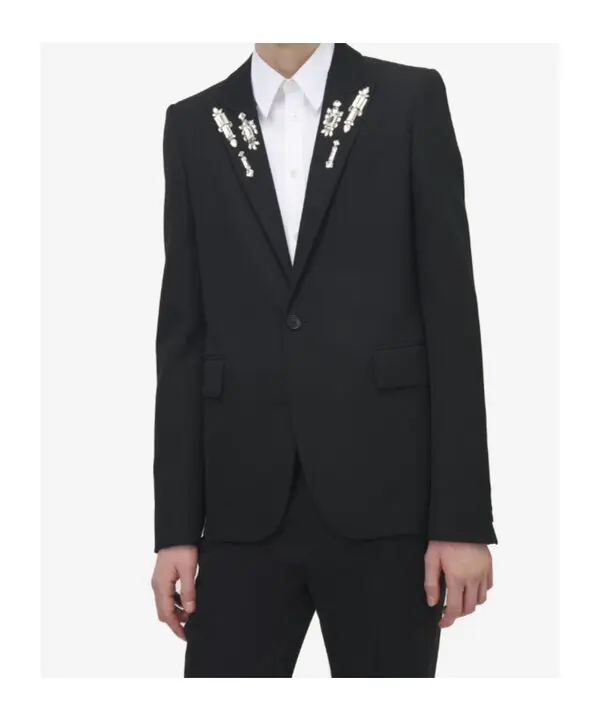 Alexander McQueen Embellished Mirror Embroidered Single-breasted Jacket