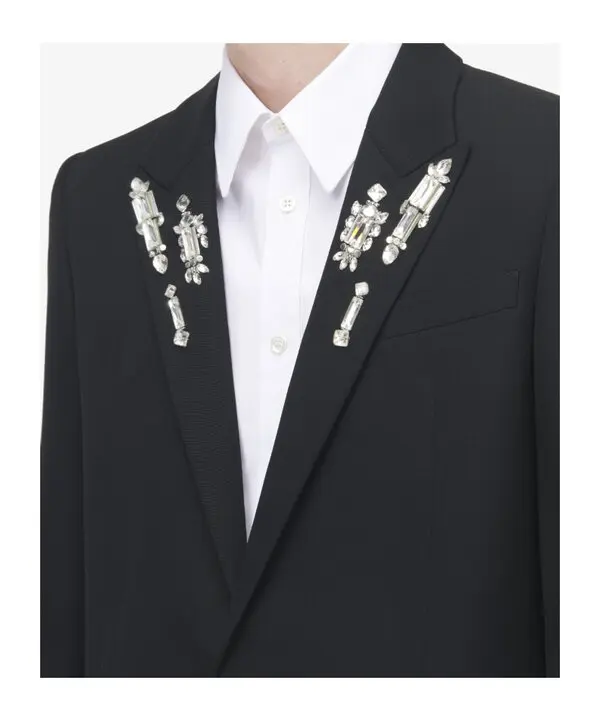 Alexander McQueen Embellished Mirror Embroidered Single-breasted Jacket