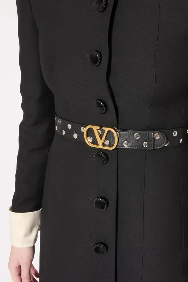 Valentino Garavani Vlogo Signature Studded Leather Belt