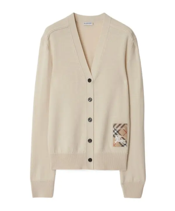 Burberry Logo Patch Knitted Cardigan - Nutmeg