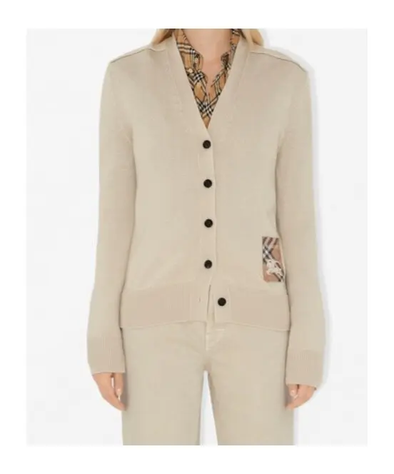 Burberry Logo Patch Knitted Cardigan - Nutmeg