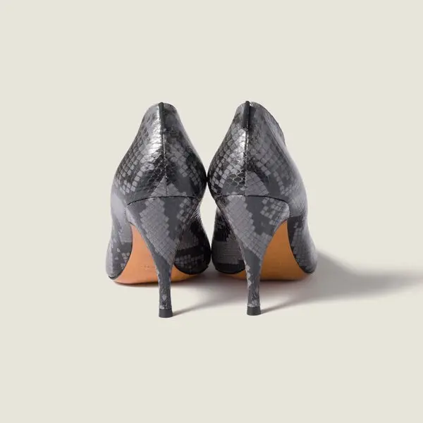 Miu Miu Python-print Ayers Leather Stiletto Pumps - Slate Gray