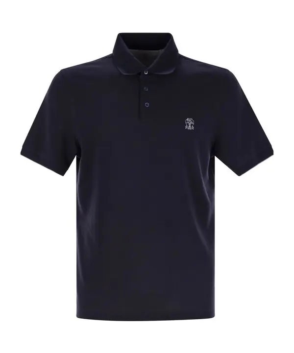 Brunello Cucinelli Logo Detailed Short-sleeved Polo Shirt - Black