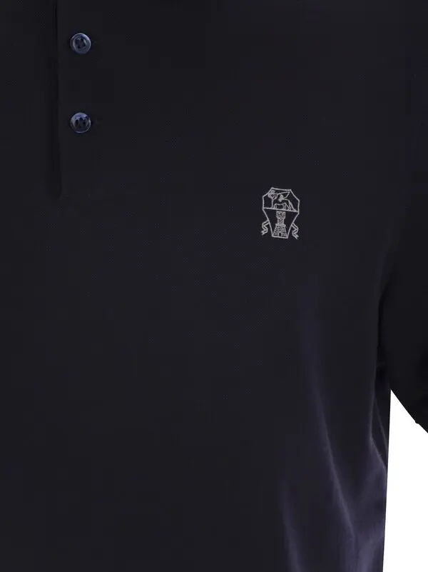 Brunello Cucinelli Logo Detailed Short-sleeved Polo Shirt - Black