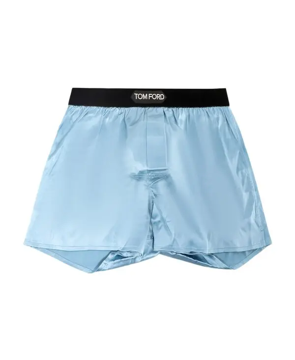 TOM FORD Logo-waistband Stretched Satin Boxers - Blue