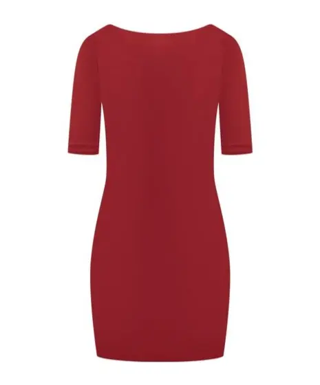 Dsquared2 Boatneck Short Sleeve Logo Plaque Dress - Red