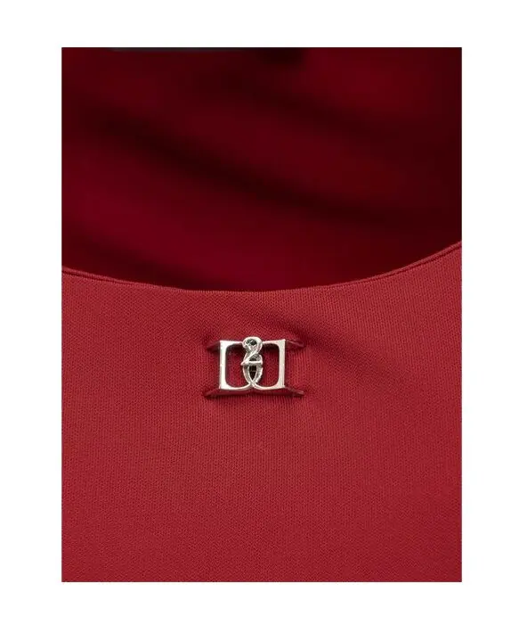 Dsquared2 Boatneck Short Sleeve Logo Plaque Dress - Red