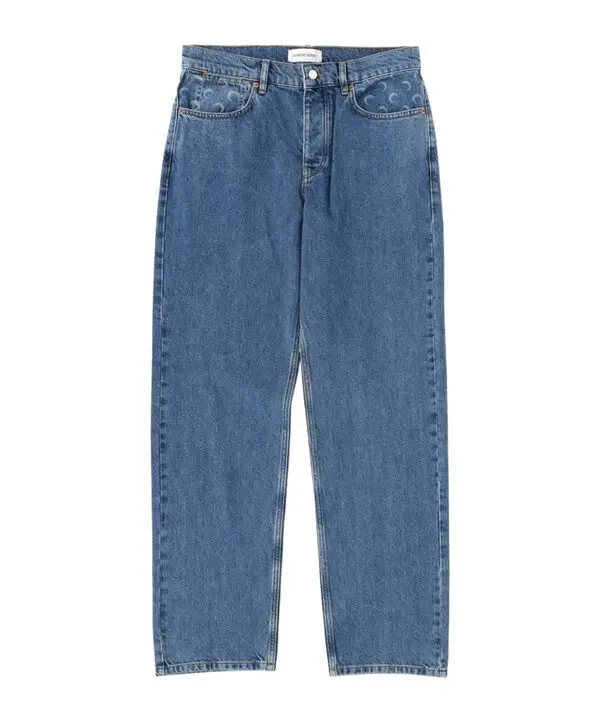 MARINE SERRE Straight Leg Jeans With Signature Print - Blue