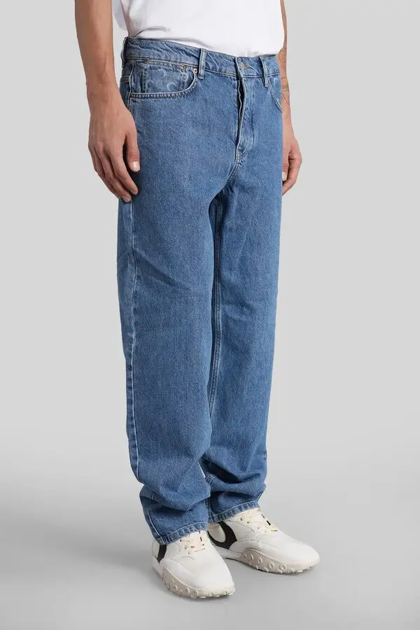 MARINE SERRE Straight Leg Jeans With Signature Print - Blue