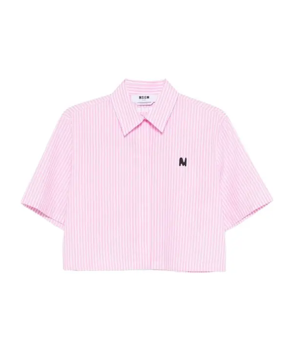 MSGM Striped Cropped Shirt - Pink