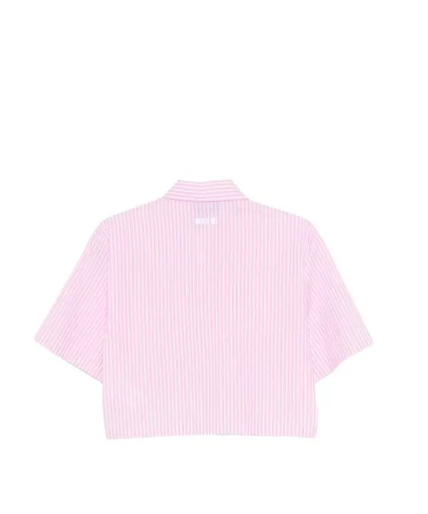 MSGM Striped Cropped Shirt - Pink