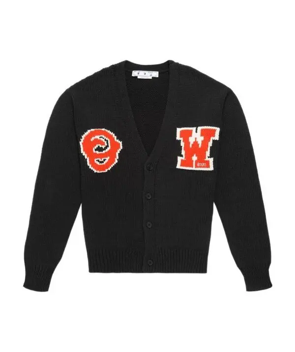 Off-White Logo V-neck Cardigan - Black