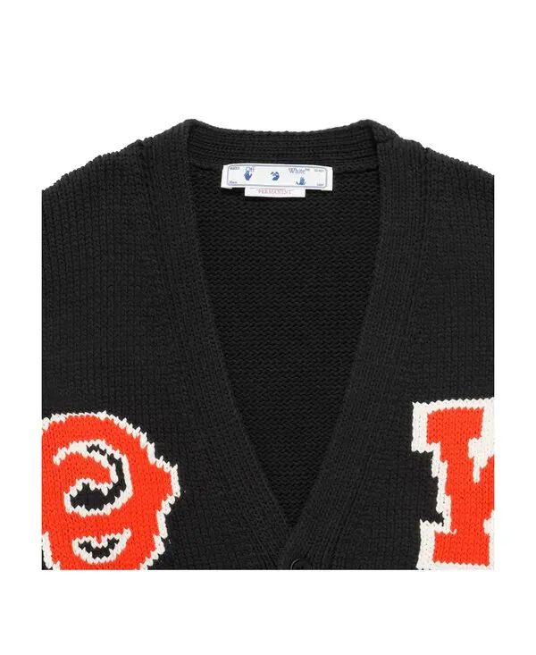 Off-White Logo V-neck Cardigan - Black