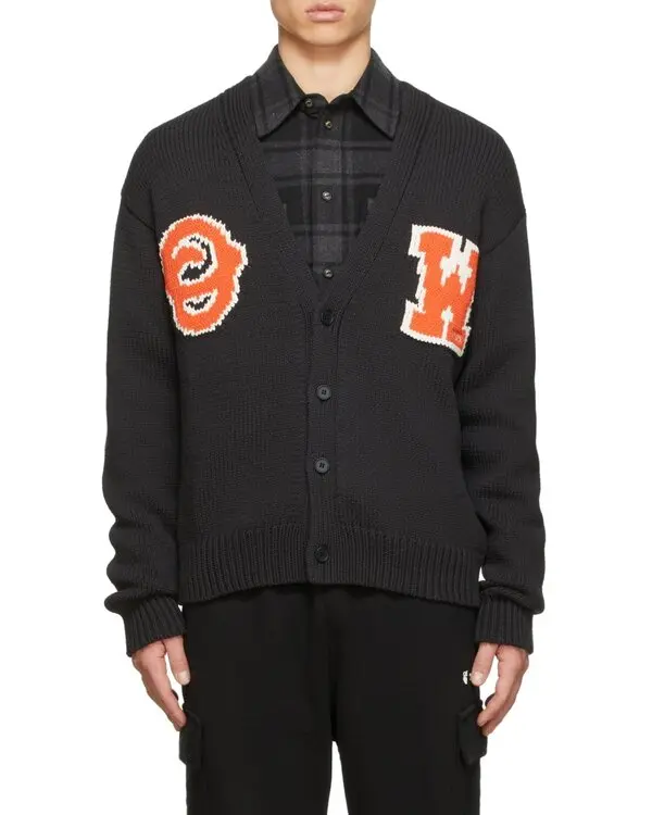 Off-White Logo V-neck Cardigan - Black
