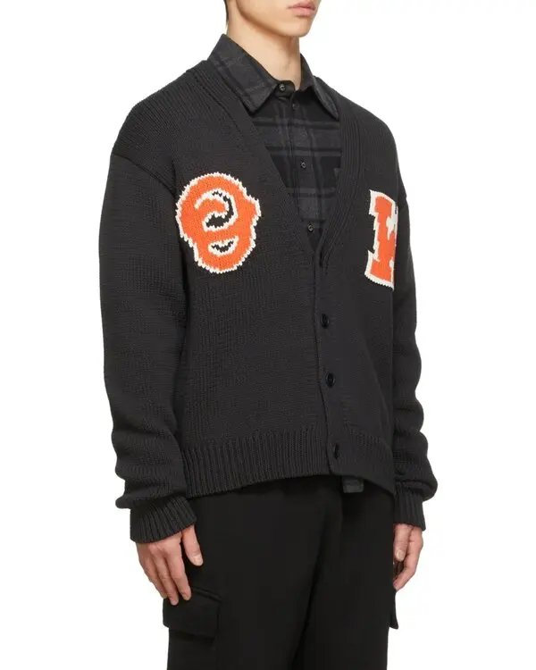 Off-White Logo V-neck Cardigan - Black