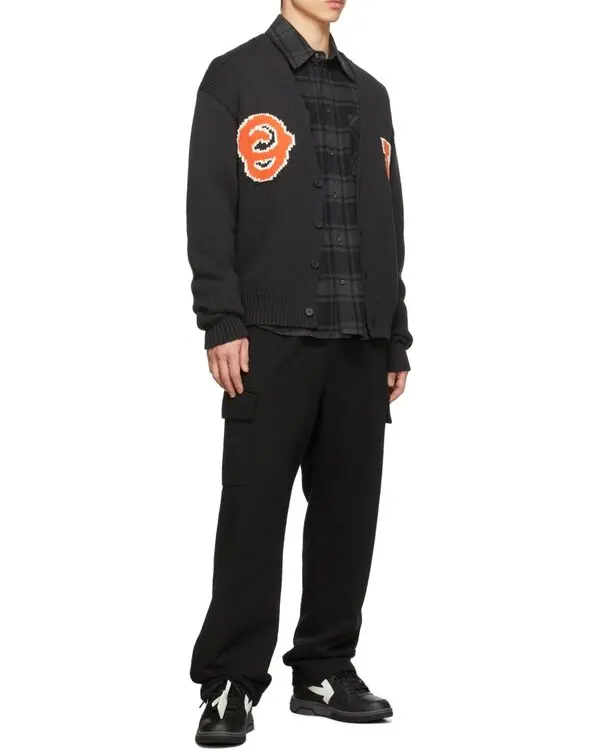 Off-White Logo V-neck Cardigan - Black