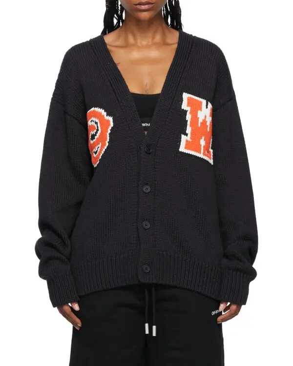 Off-White Logo V-neck Cardigan - Black