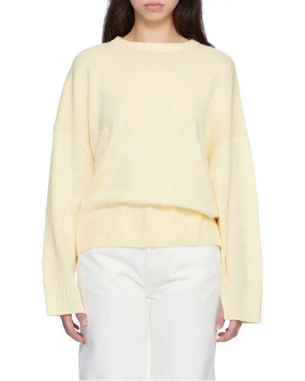 Loulou De Saison Anton Oversized Embroidered Cashmere Sweater - Pastel Yellow