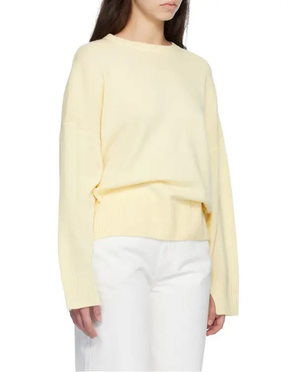Loulou De Saison Anton Oversized Embroidered Cashmere Sweater - Pastel Yellow