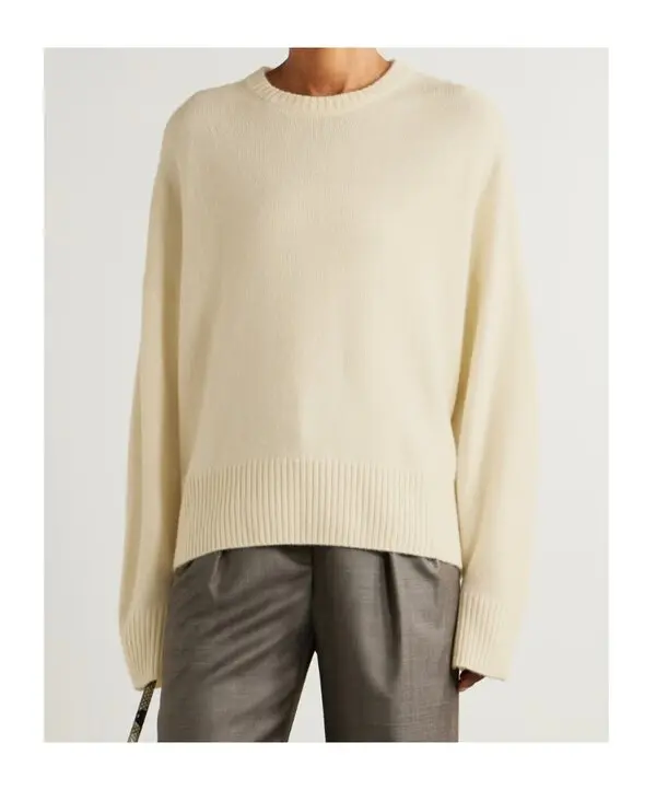 Loulou De Saison Anton Oversized Embroidered Cashmere Sweater - Pastel Yellow