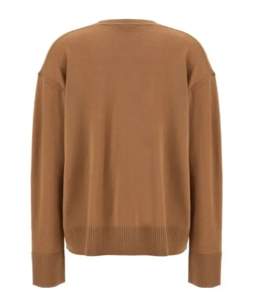 Stella McCartney Iconic Crewneck Long-sleeved Jumper With Gold Metal Detail - Brown