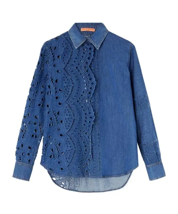 Ermanno Scervino Long-sleeved Shirt With Scalloped Hem