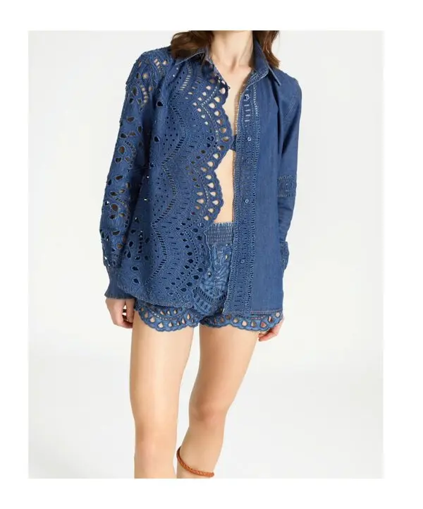 Ermanno Scervino Long-sleeved Shirt With Scalloped Hem